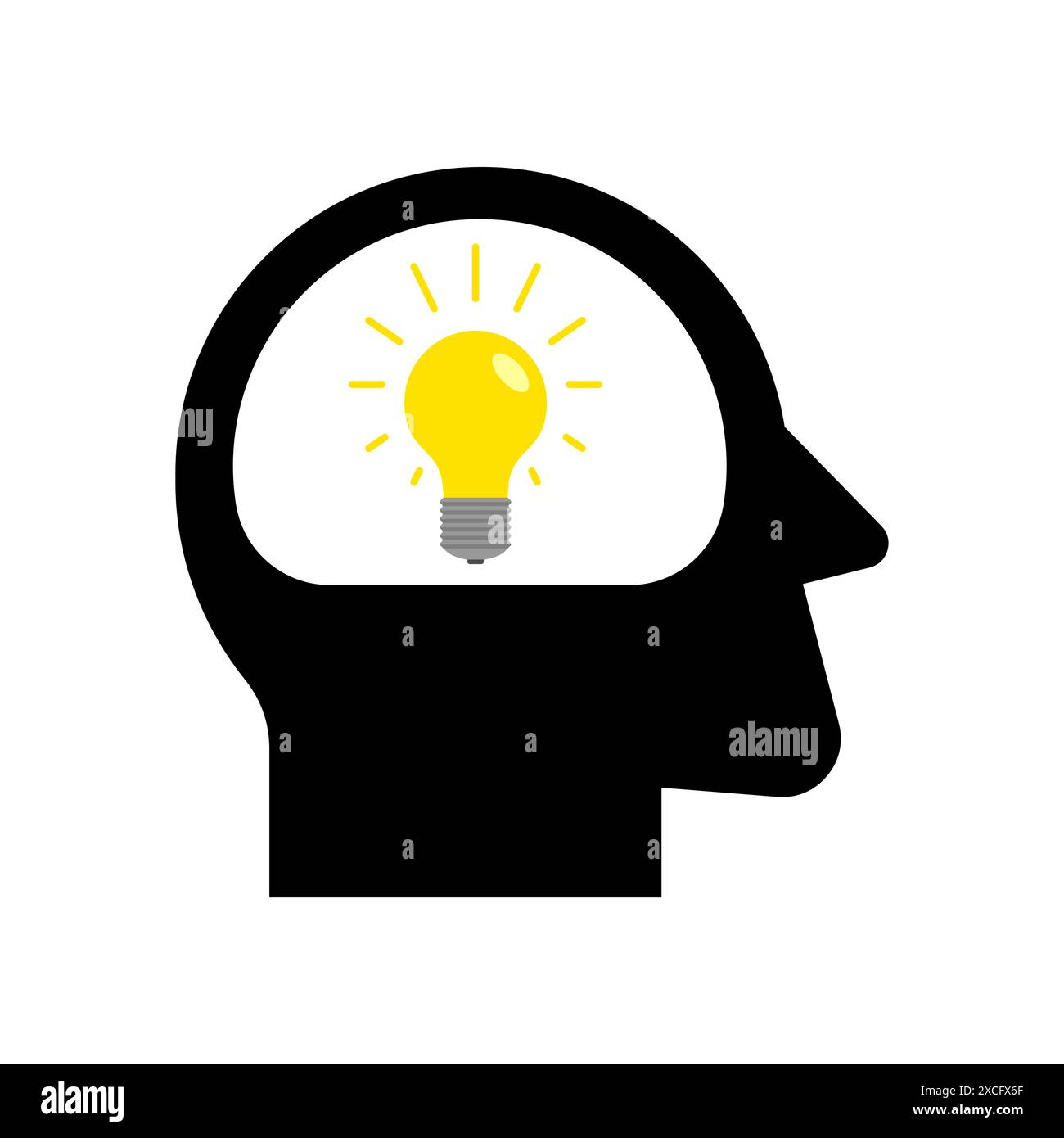 Light bulb inside head. Idea and bright thought concept Stock Vector ...