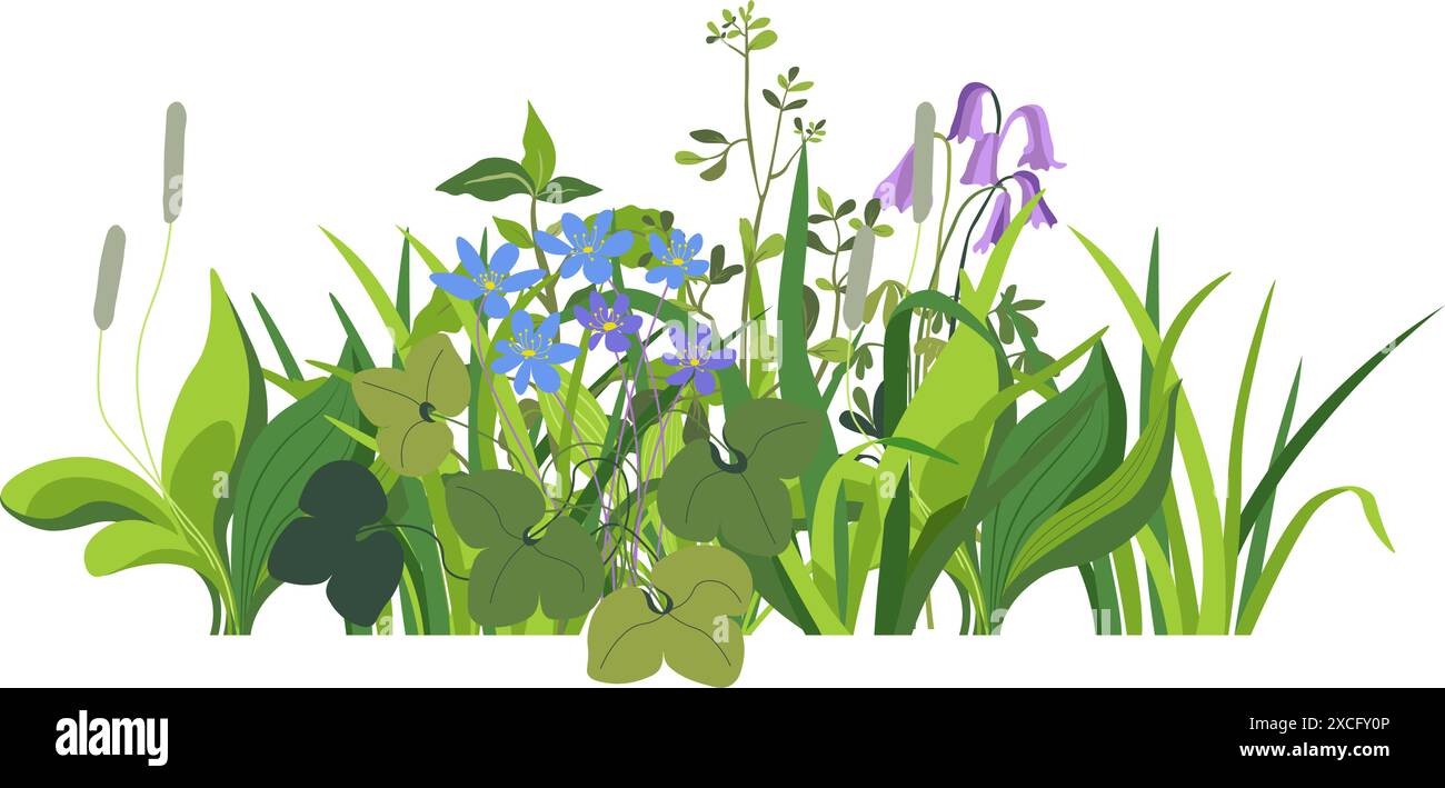 Lush Greenery and Flowers Vector Stock Vector Image & Art - Alamy