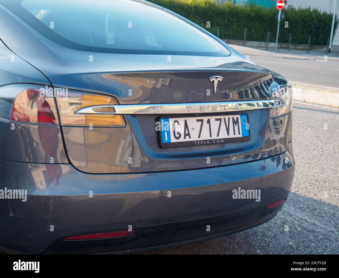 Tesla rear view hi-res stock photography and images - Alamy