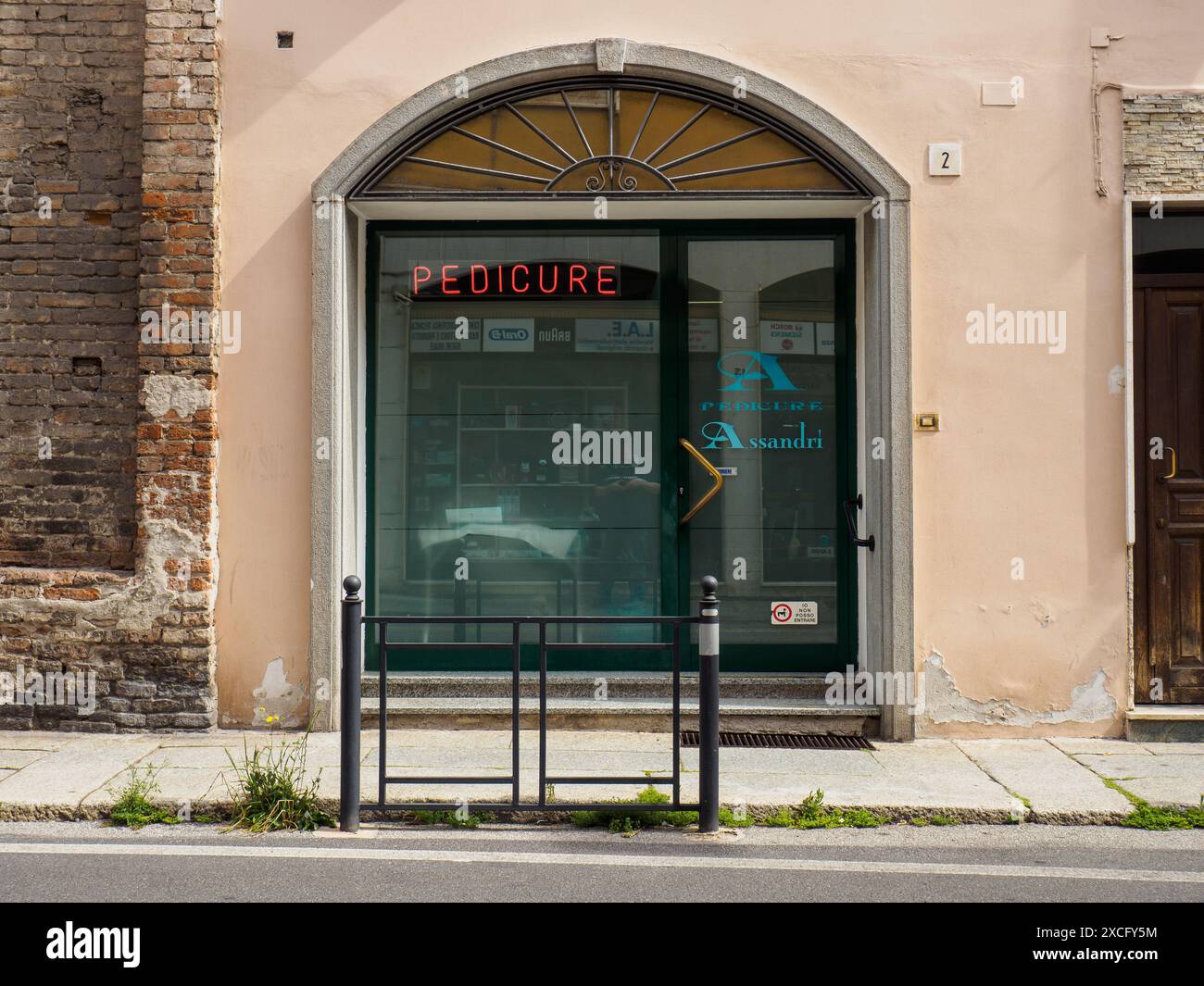 Cremona, Italy - June 10th 2024 Pedicure services advertised at an ...