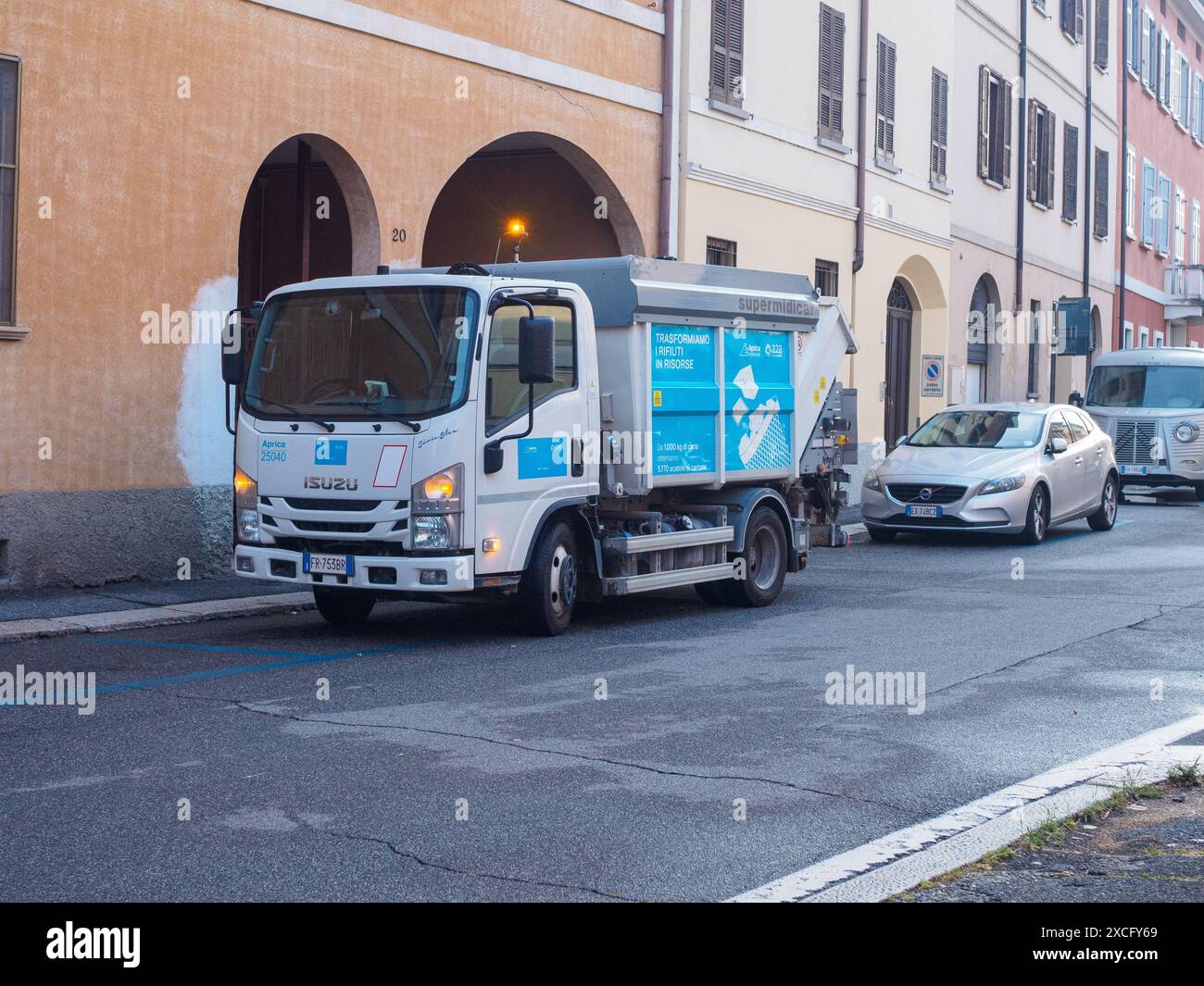 Cremona, Italy - June 10th 2024 Garbage truck driving in the city ...