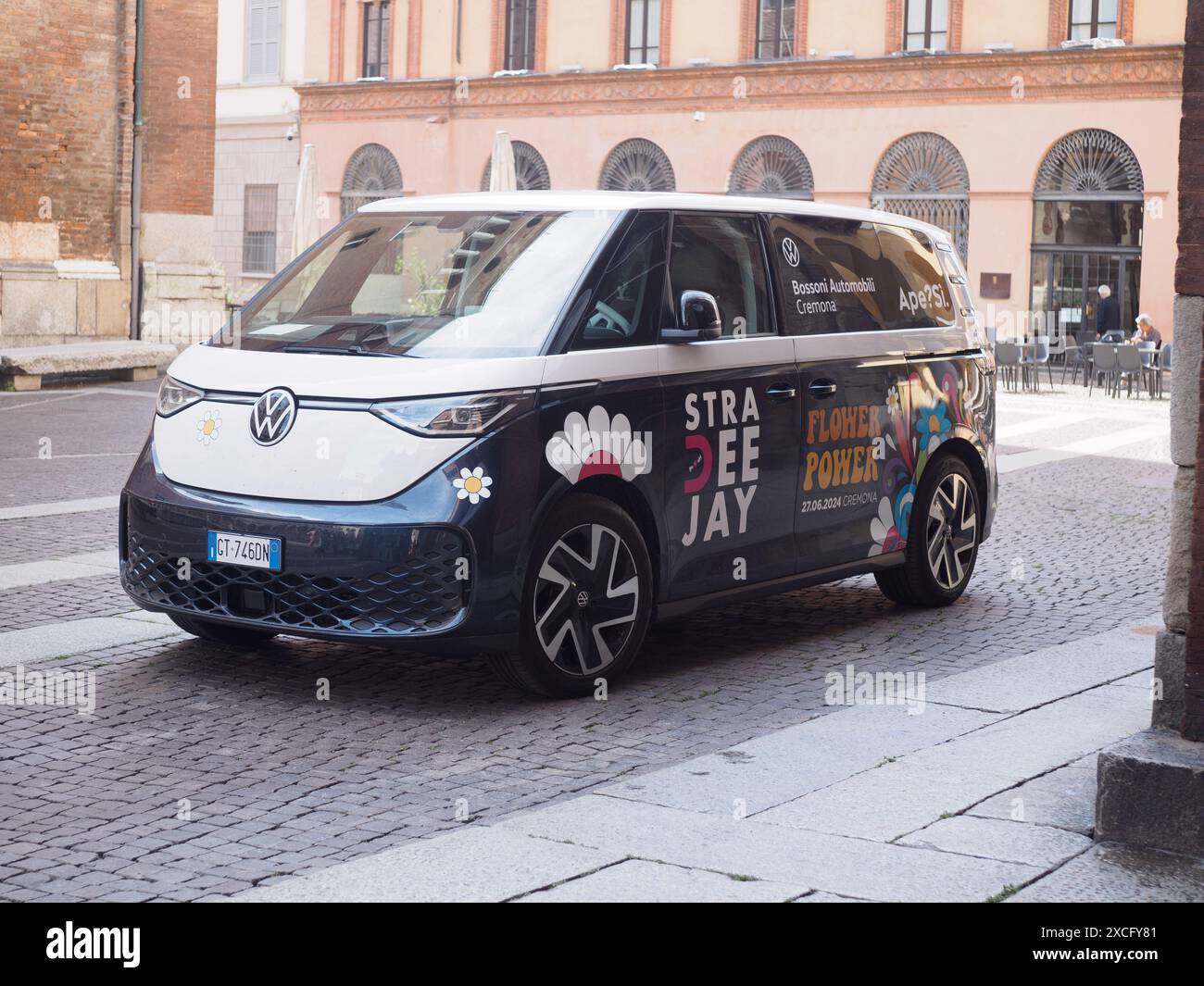 Cremona, Italy - June 10th 2024 Electric Volkswagen van adorned with ...