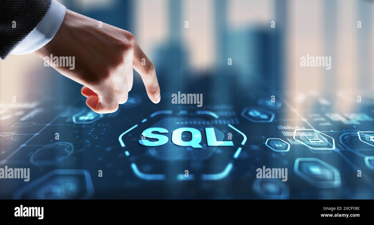 SQL Structured Query Language. Technology concept. Icon virtual screen ...