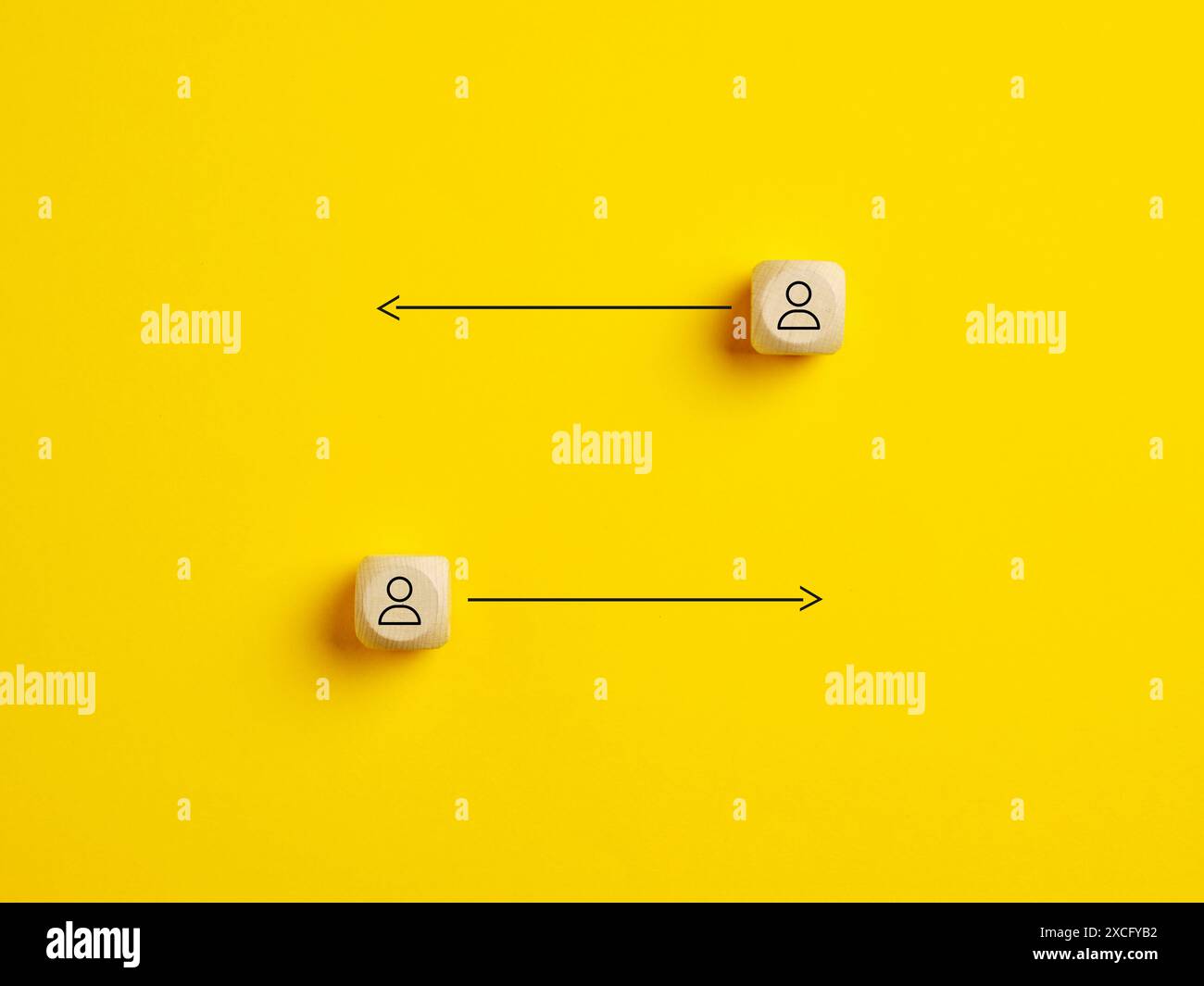 Going opposite ways. Choosing different paths to follow. Person symbol ...