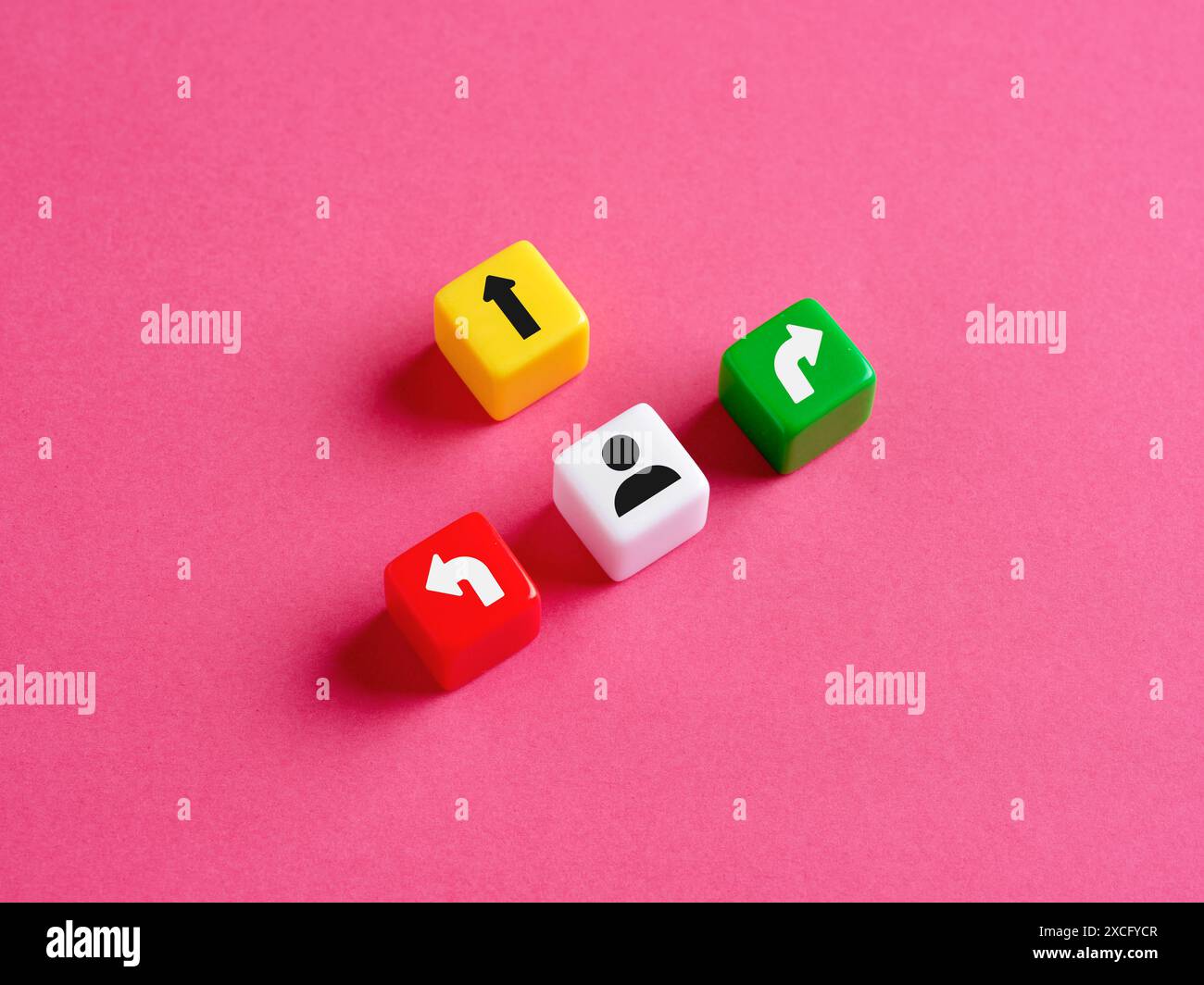 Colorful cubes depicting choosing the right direction in business and ...