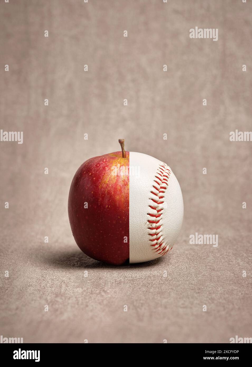 Conceptual image showing an apple merging with a baseball, representing ...