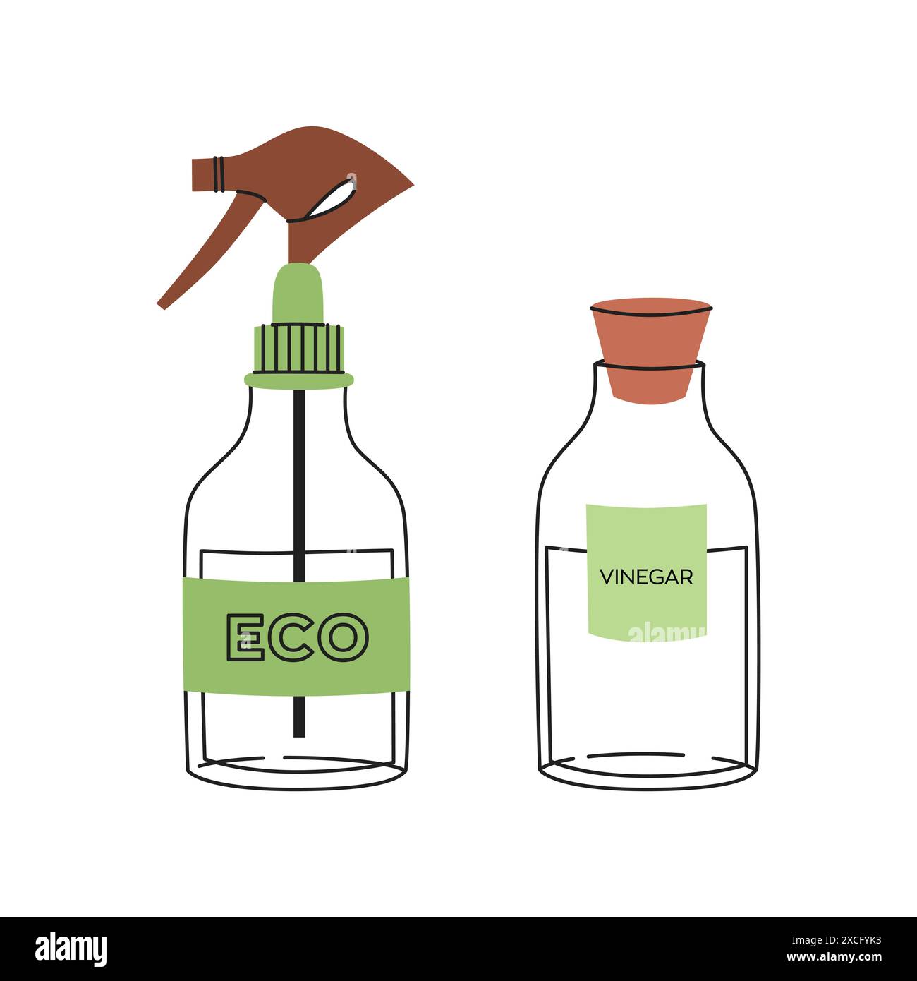 Eco-friendly cleaning products. Flat vector illustration of homemade ...