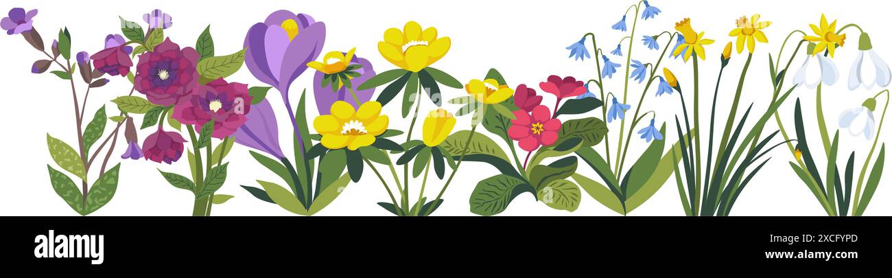 Colorful Spring Flowers Illustration vector Stock Vector Image & Art ...