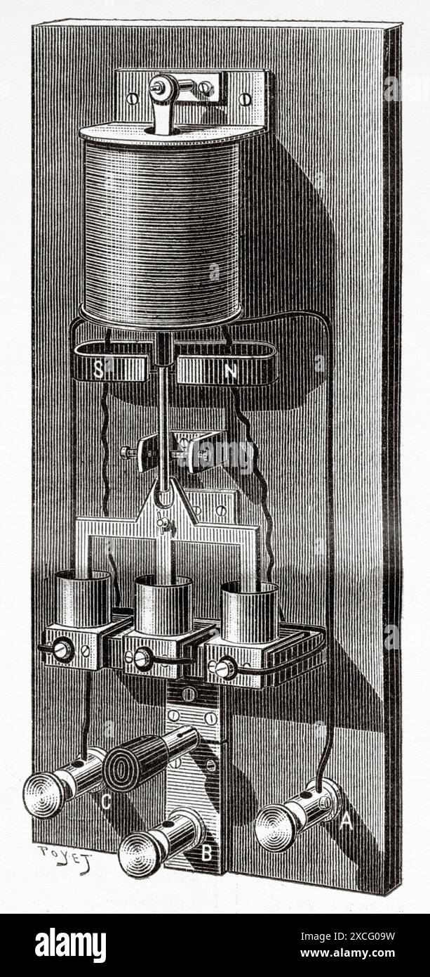 Automatic circuit breaker for charging accumulators. Old 19th century ...