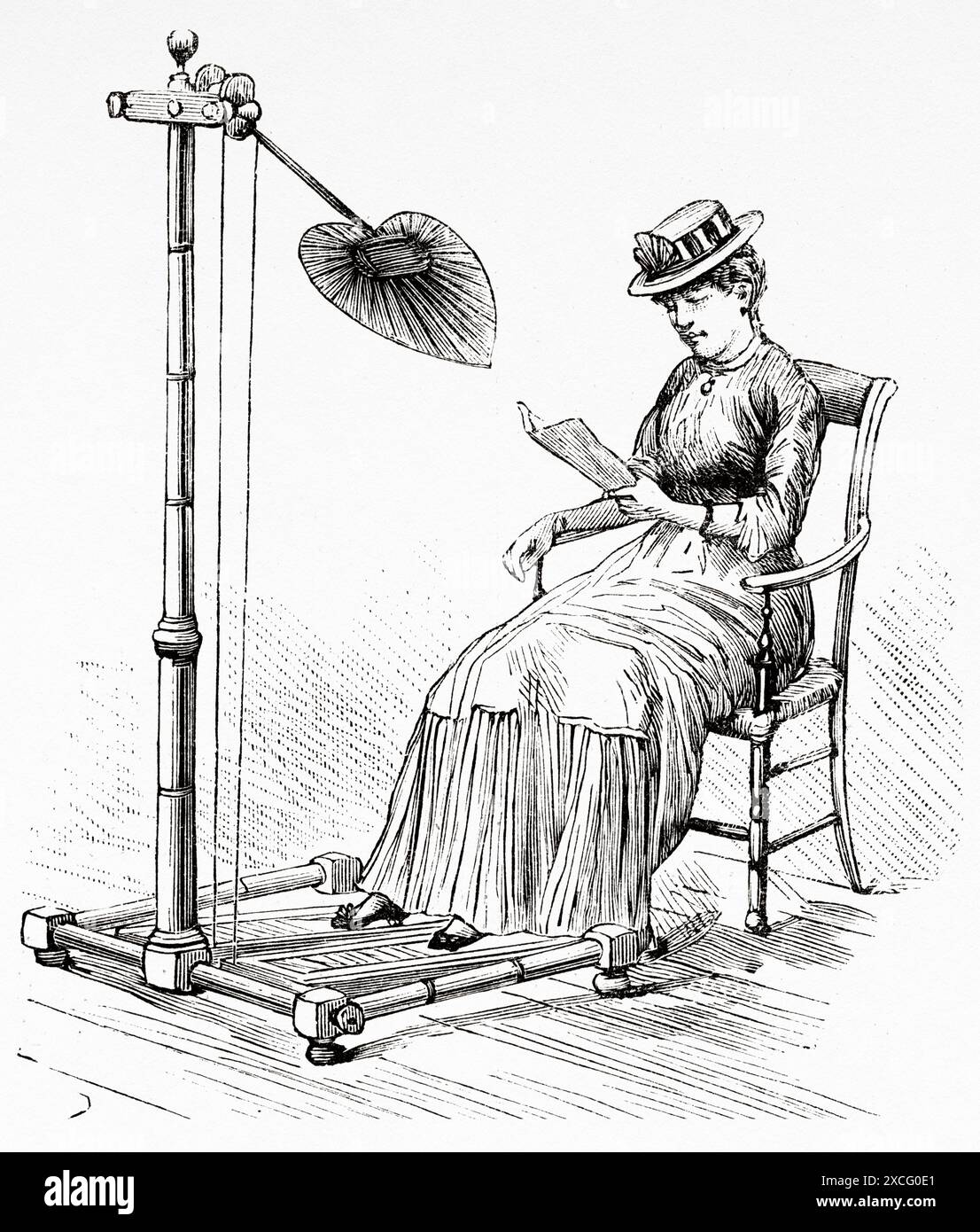 A punkah type of large fan operated by pedals. Old 19th century ...