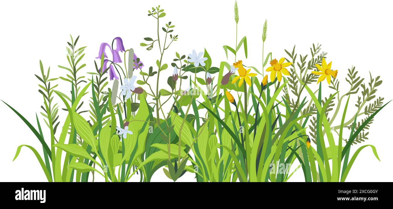 Lush Greenery and Flowers Vector Stock Vector Image & Art - Alamy