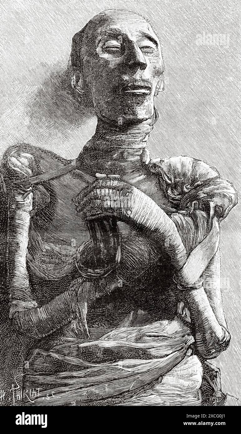 The mummy of Ramses II discovered at Deir-el-Bahari by Gaston Camille ...