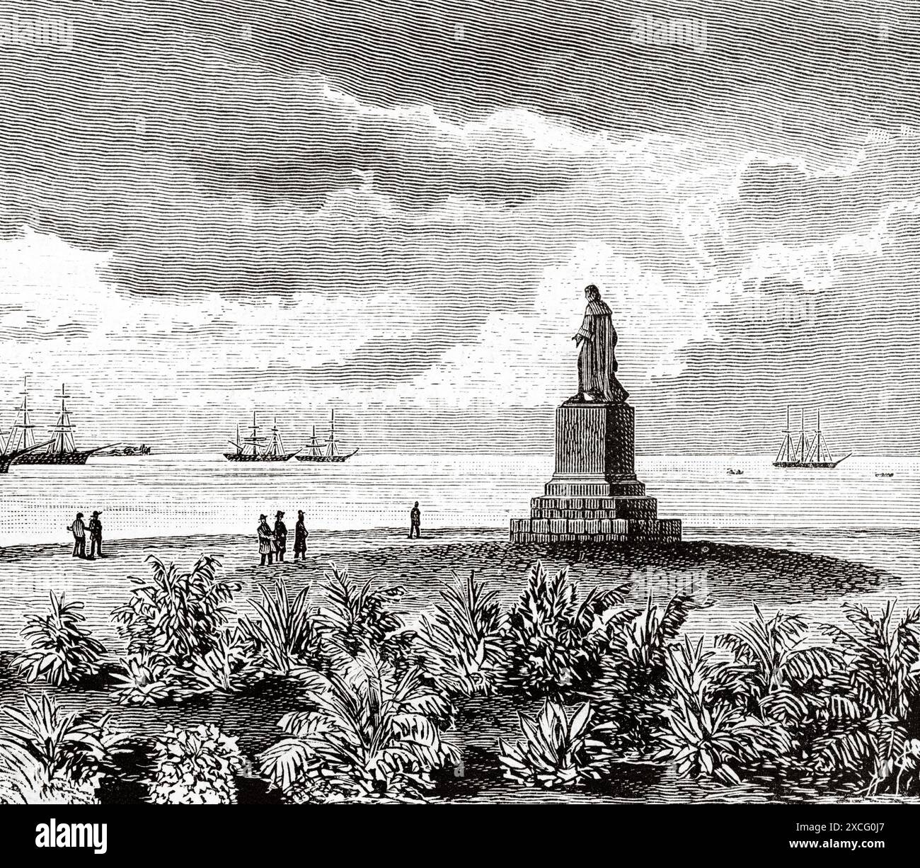 Statue of Christopher Columbus in Colon, Panama. Central America. Old ...