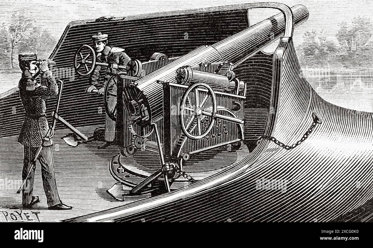 Cannon from the front of the gunboat Farcy, designed by military ...