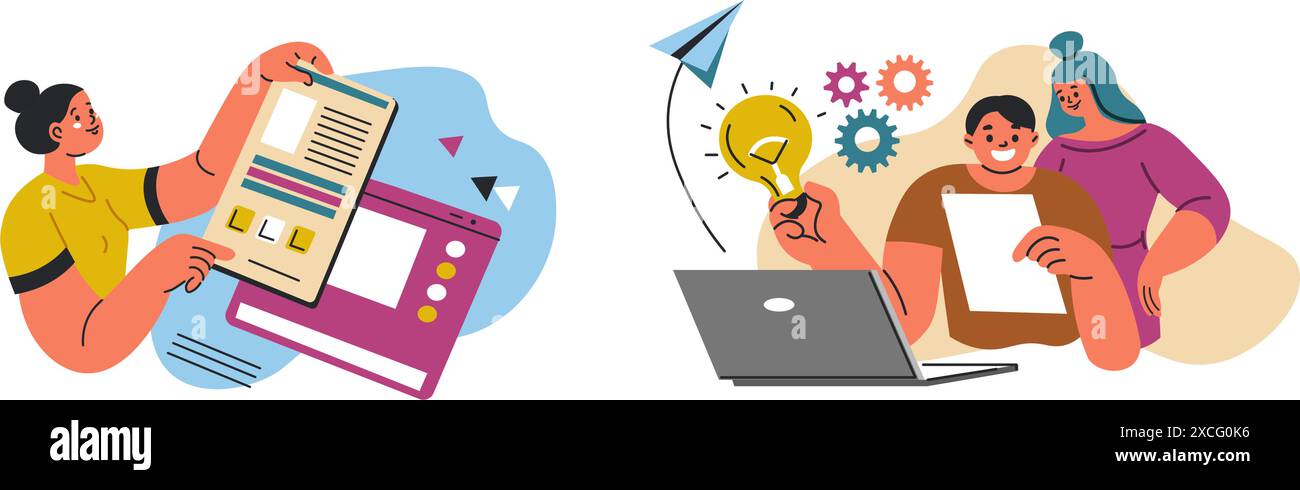 Business Discussions Analyzing Process Charts Stock Vector Image & Art ...