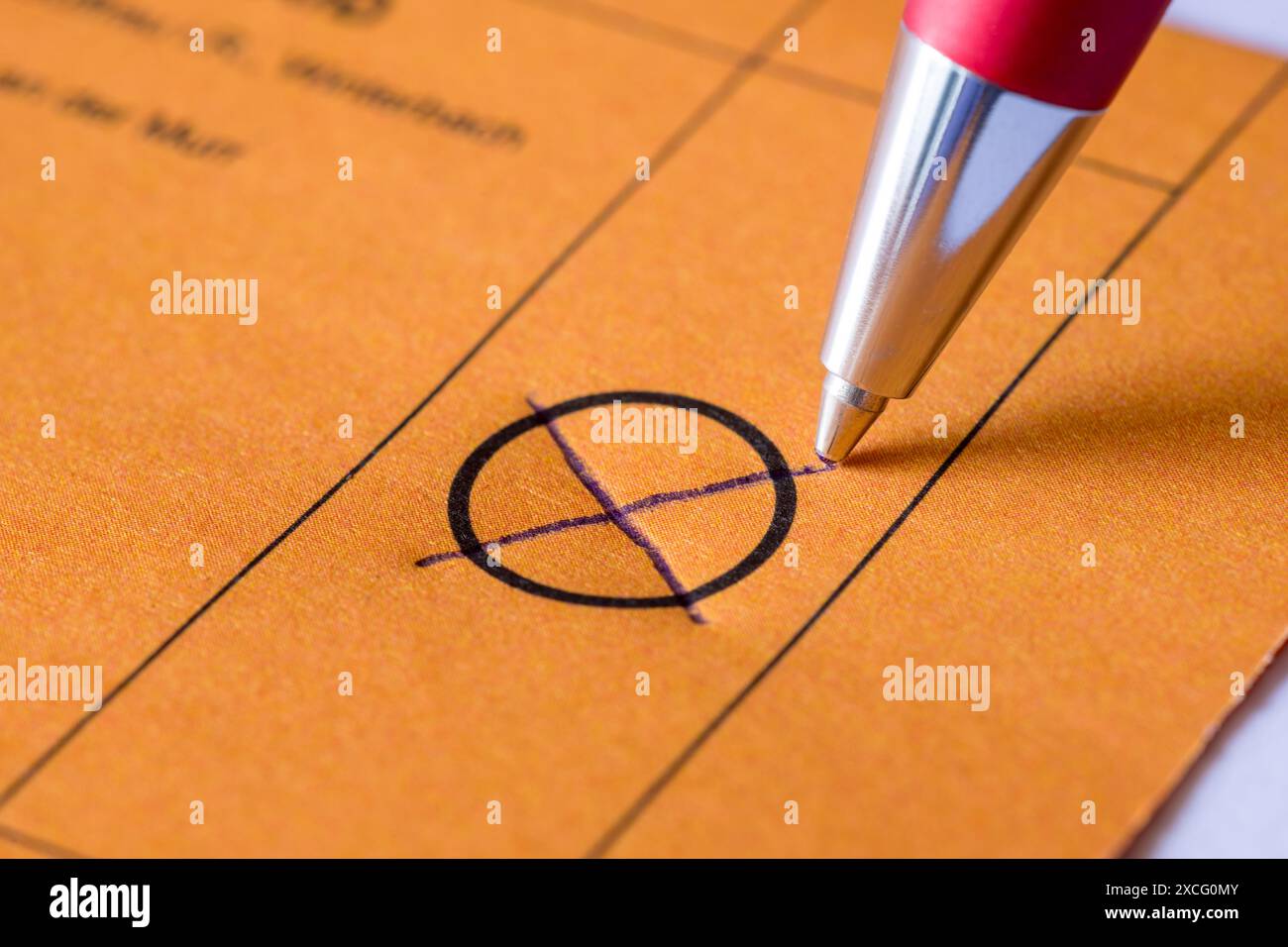Ballot paper, cross, biros Stock Photo - Alamy