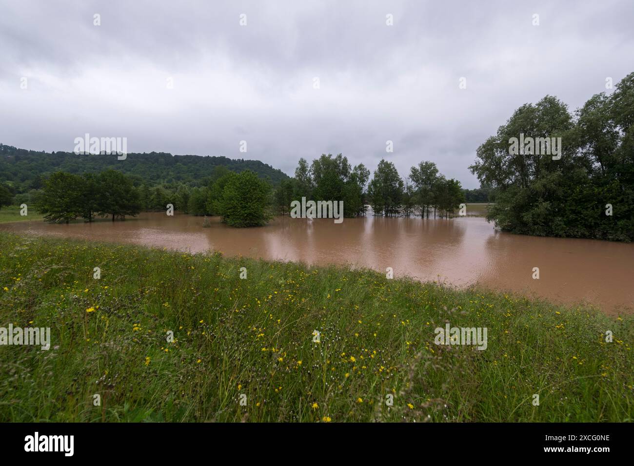 Symbolic image extreme weather, global warming, climate change, flood ...