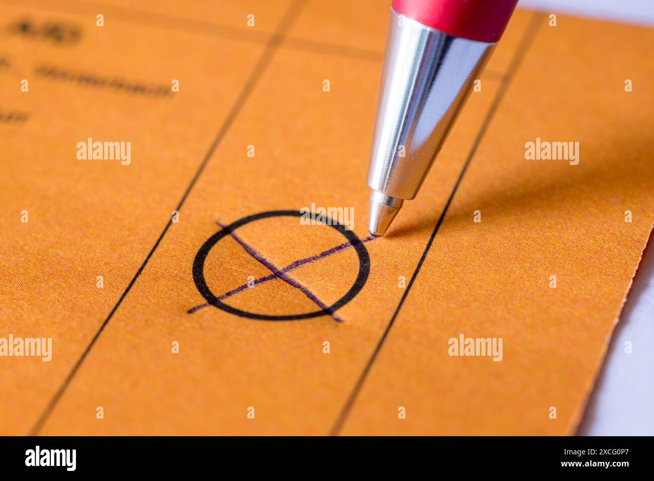 Ballot paper, cross, biros Stock Photo - Alamy