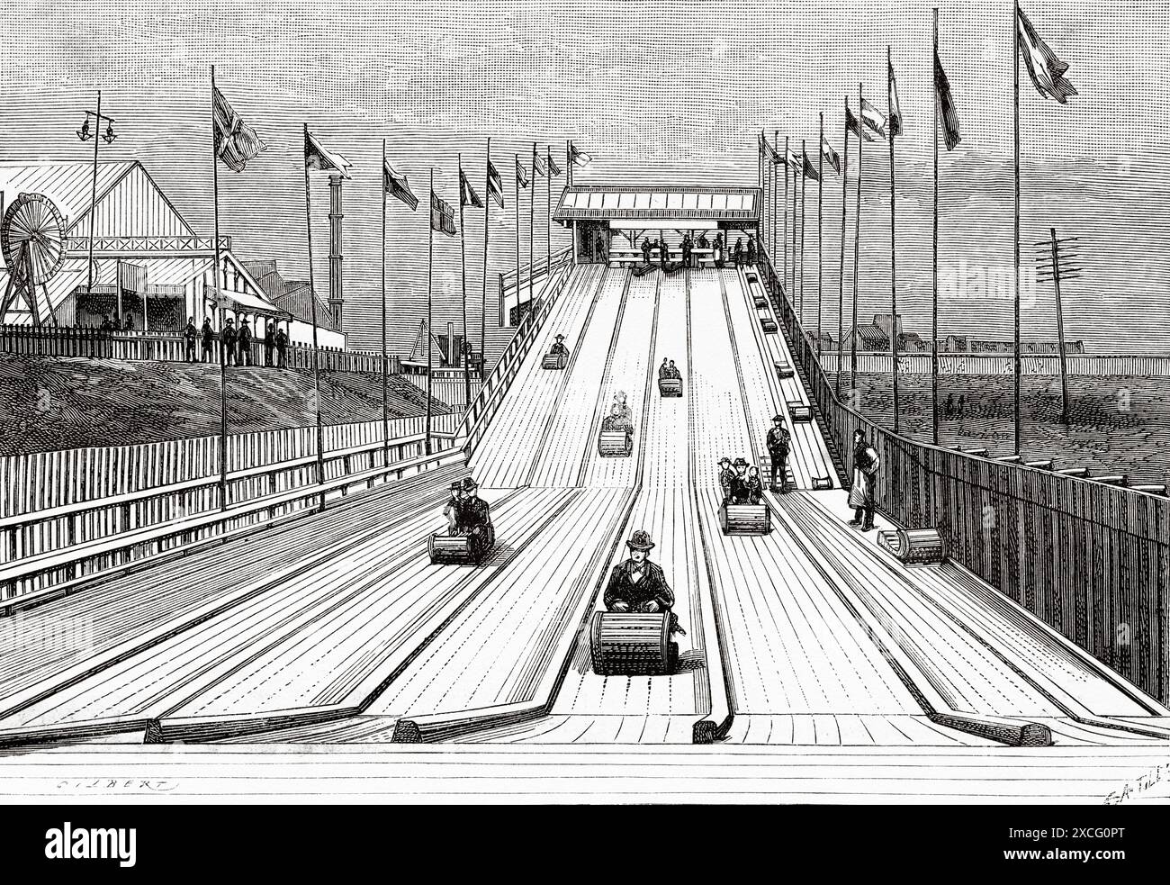 Roller coaster or tobocanning operating at the Liverpool Exhibition ...