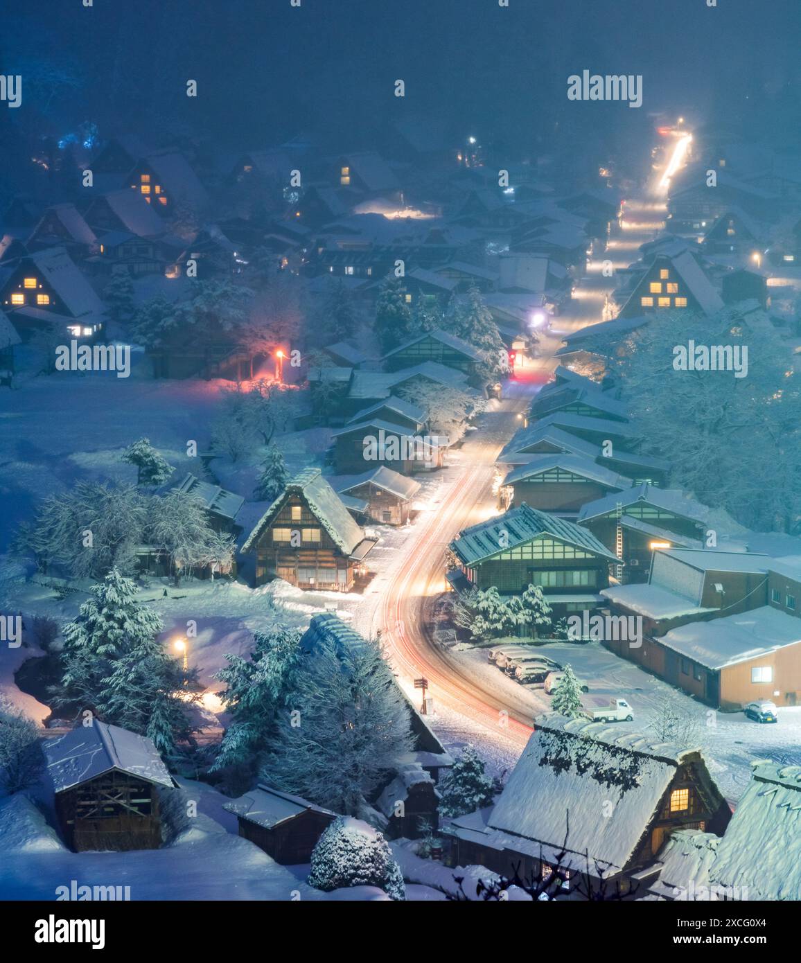 Shirakawago village light up festival in winter, Gifu, Chubu, Japan ...
