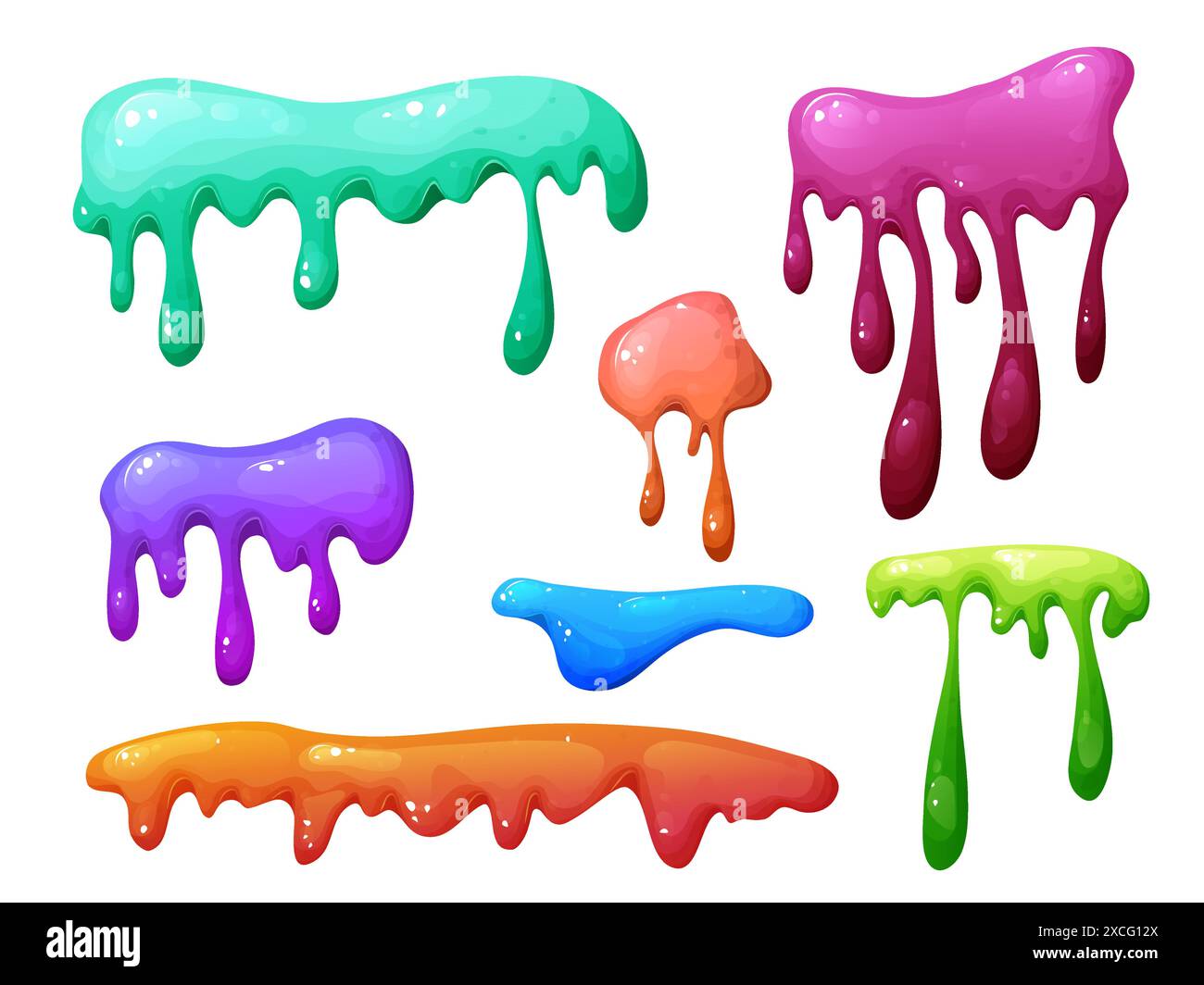 Splat slime mucus collection . Sticky liquid goo spots and blobs ...
