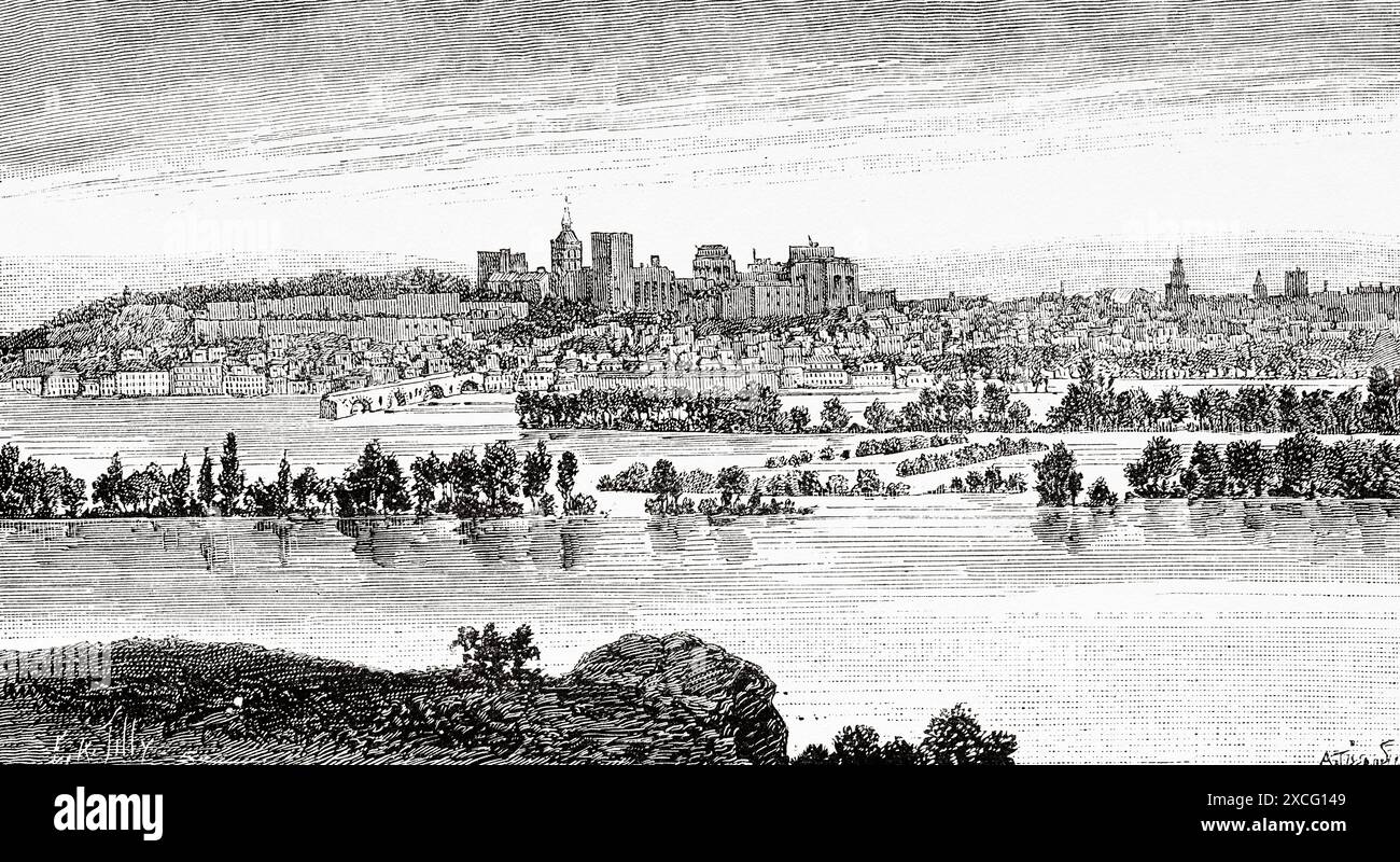 Avignon Flood. Overview of Avignon and the surrounding flooded plains ...
