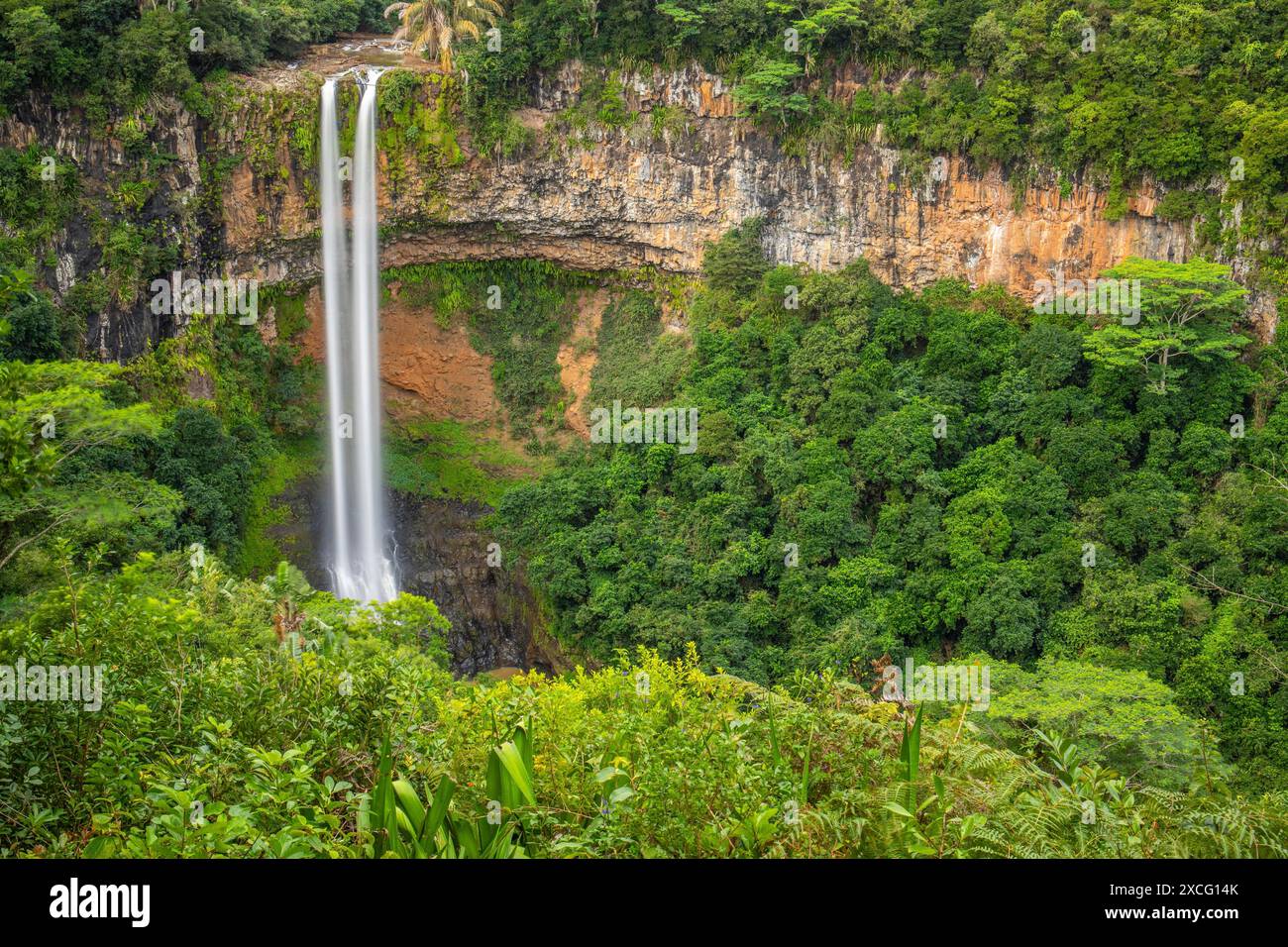 The waterfall is 80 metres high and plunges into a gorge. View of the ...