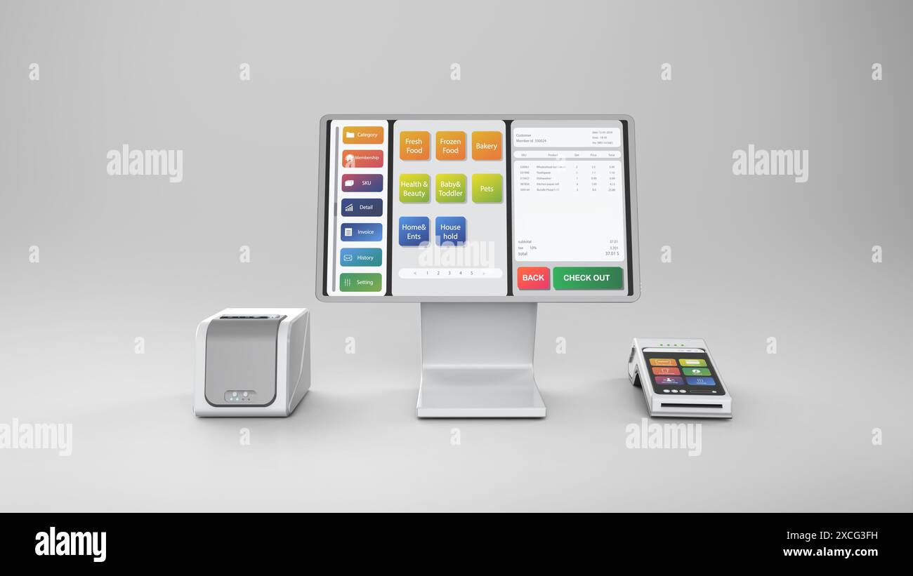 3d rendering white point of sale system or cash register machine on ...