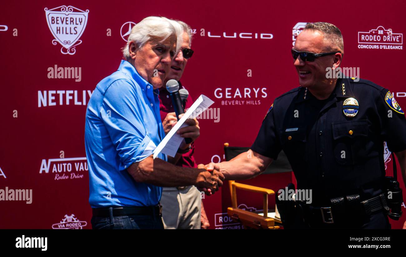 Los Angeles, USA. 16th June, 2024. Jay Leno shakes hands with Mark ...
