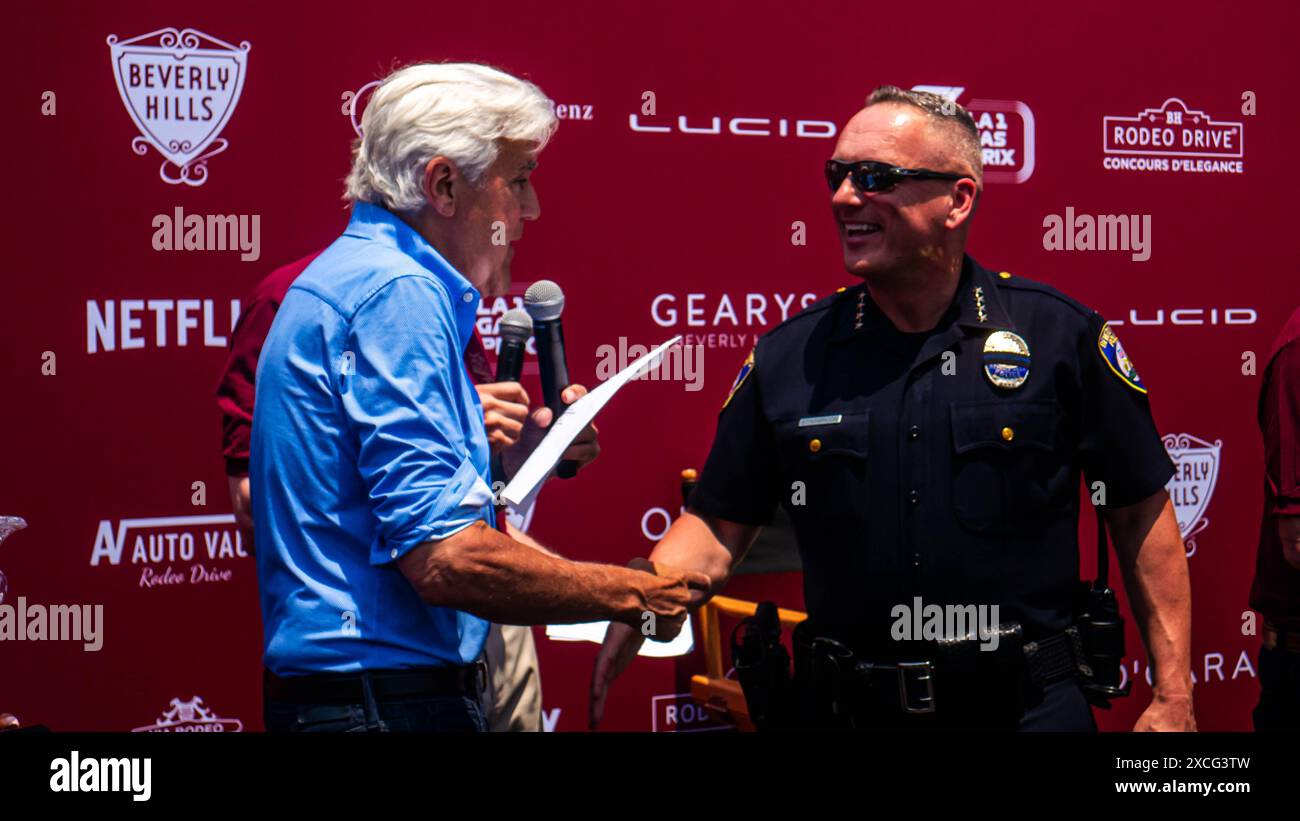 Los Angeles, USA. 16th June, 2024. Jay Leno shakes hands with Mark ...