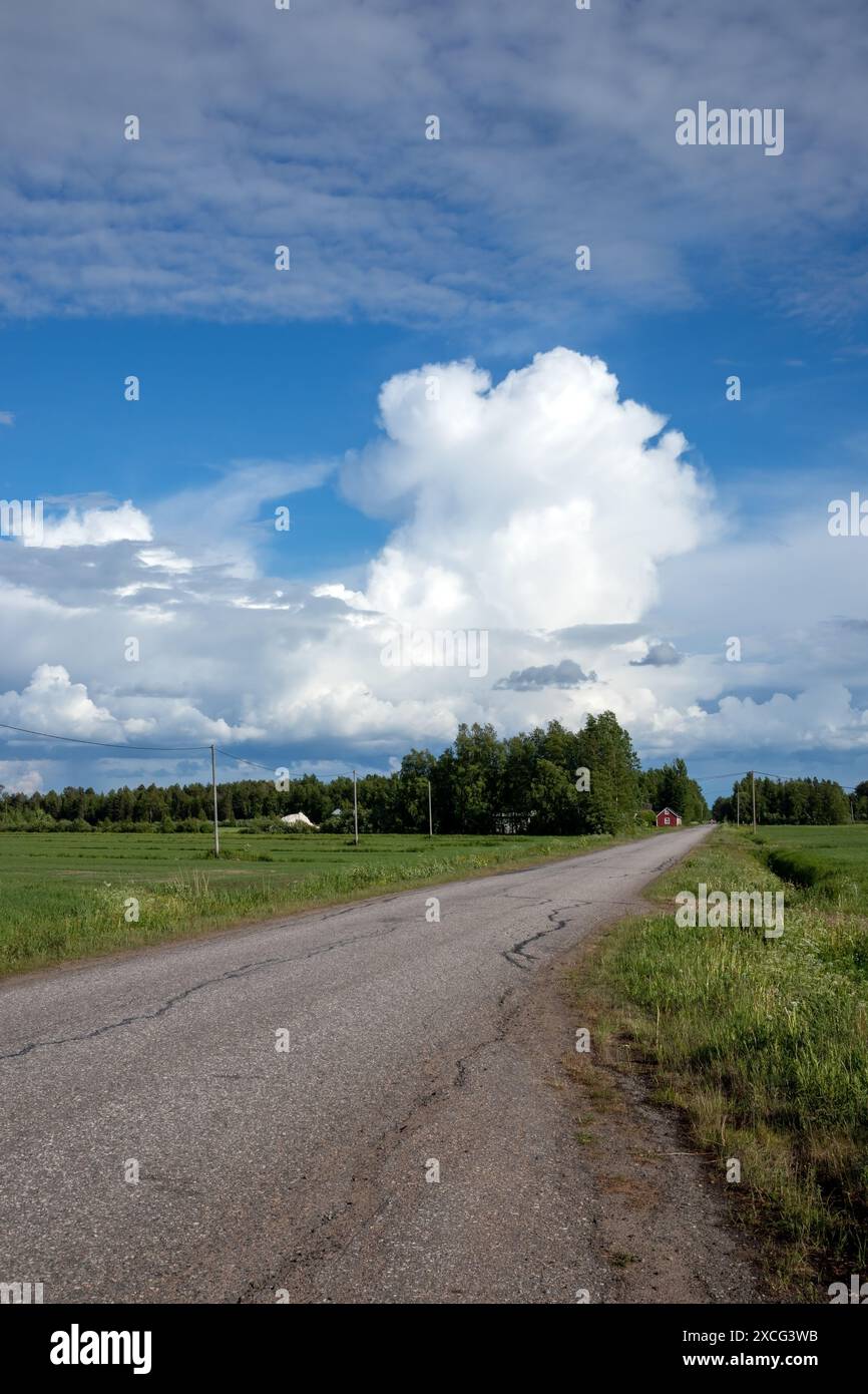 Rural scenery with Cumulonimbus cloud in Lumijoki, Finland Stock Photo ...