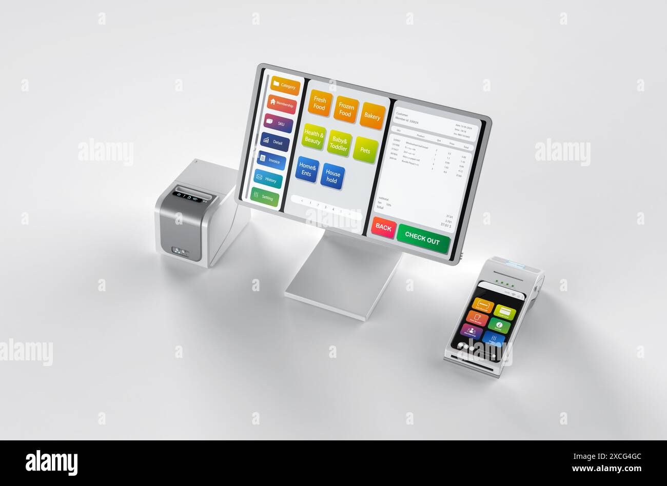3d rendering white point of sale system or cash register machine on ...