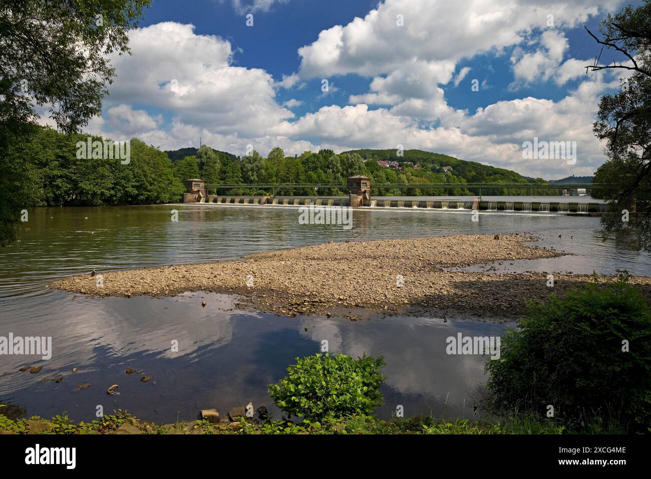 Barrage at the Stiftsmuehle run-of-river power station, confluence of ...