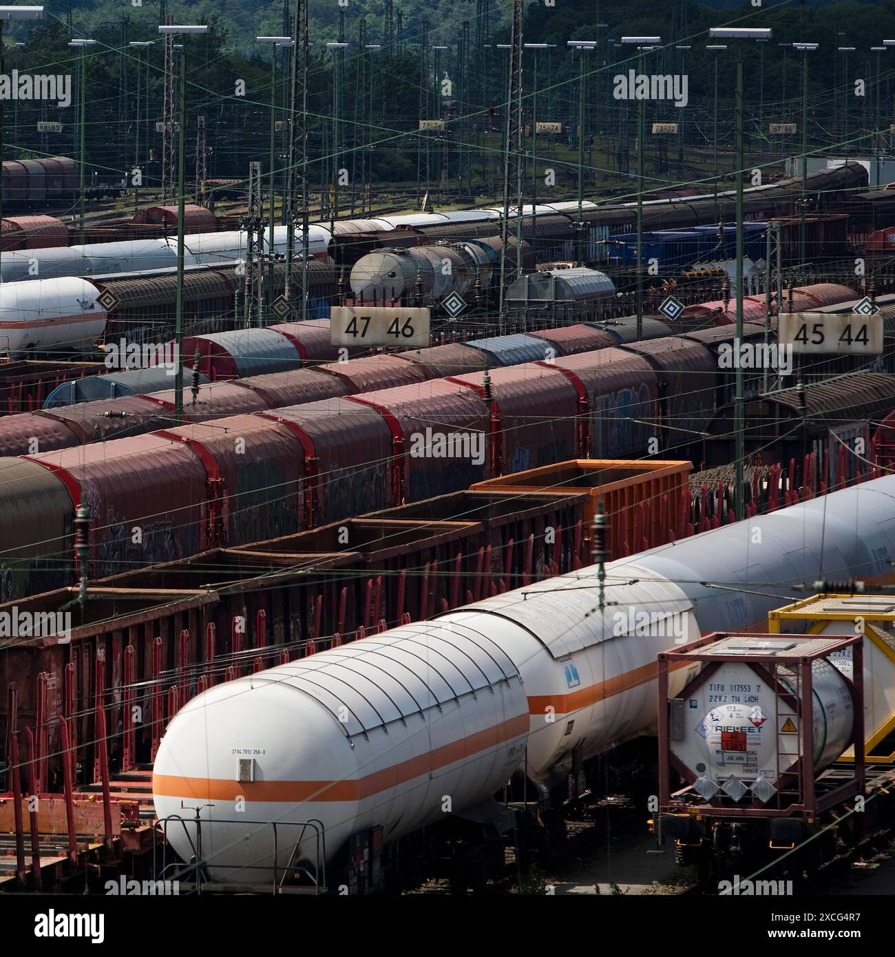 Train formation yard in the Vorhalle district, marshalling yard, goods ...