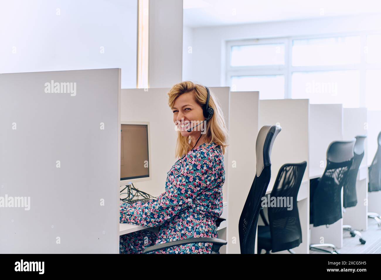 Female Call Center Agent Providing Customer Support and Assistance ...