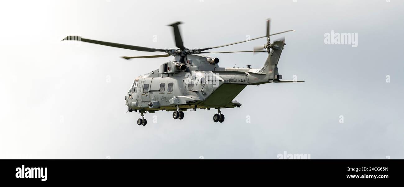 Royal Navy Merlin helicopter at Barton Airport Stock Photo - Alamy