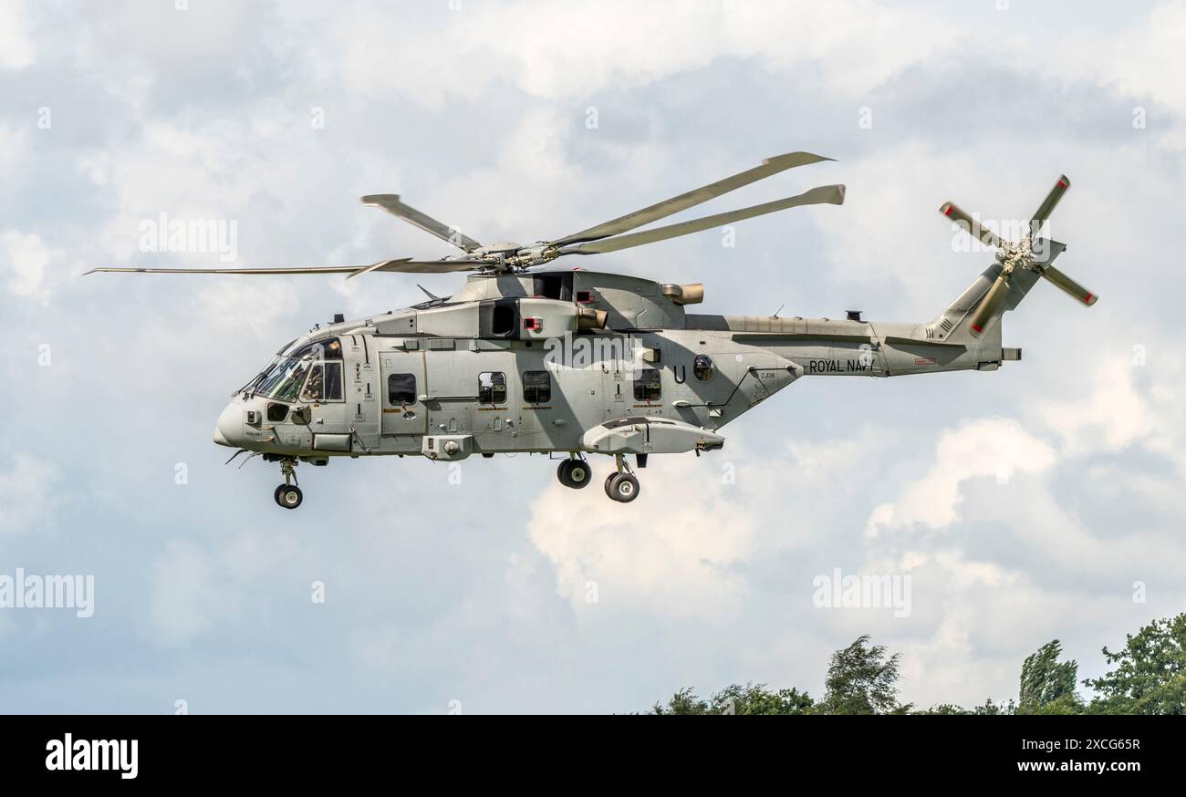 Royal Navy Merlin helicopter at Barton Airport Stock Photo - Alamy