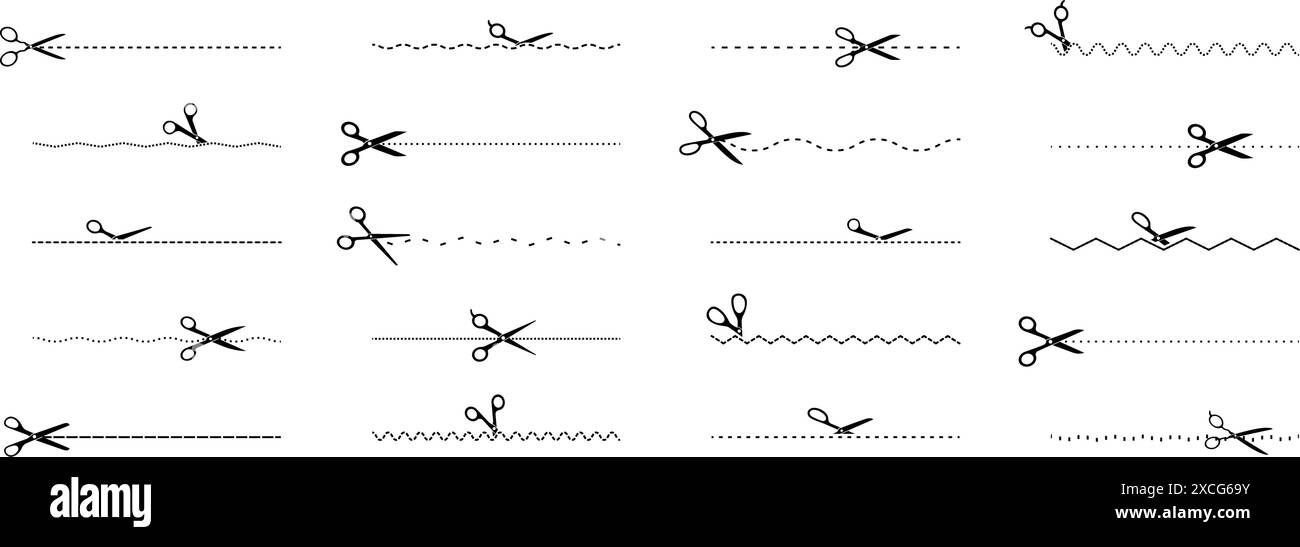 Collection Of Scissors Cutting Lines Icons Cut Here Symbols Stock Vector Image And Art Alamy