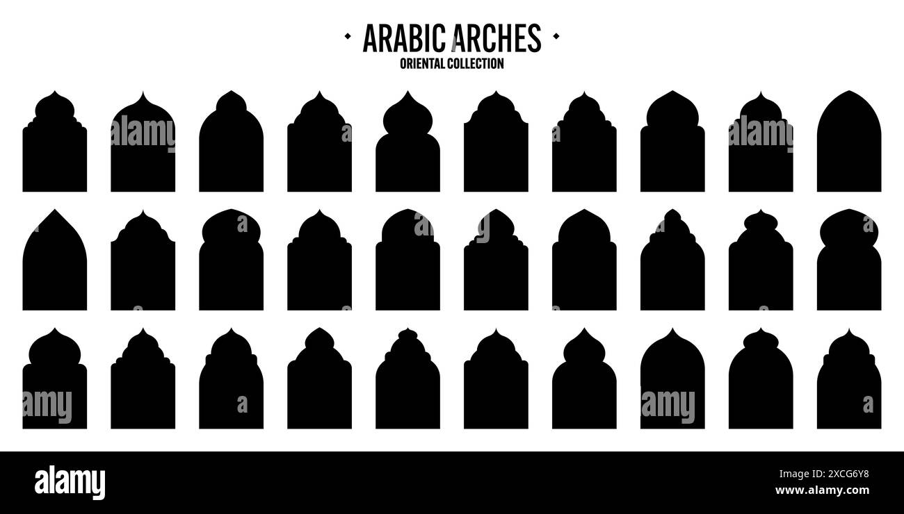 Islamic frames, oriental style objects. Arabic shapes, windows and ...