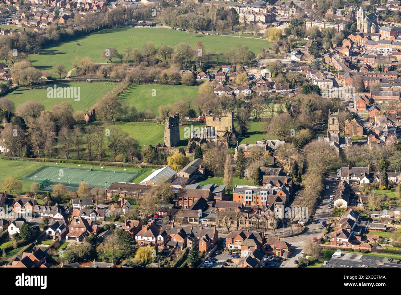 Aerial photo of Ashby de la zouch castle showing ruins of castle from ...