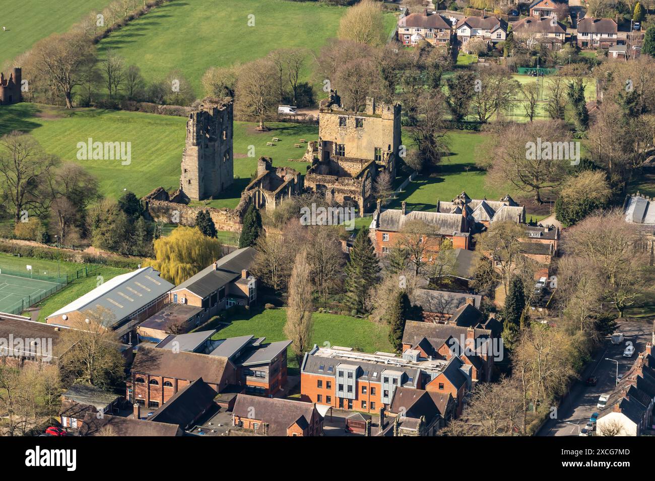 Aerial photo of Ashby de la zouch castle showing ruins of castle from ...