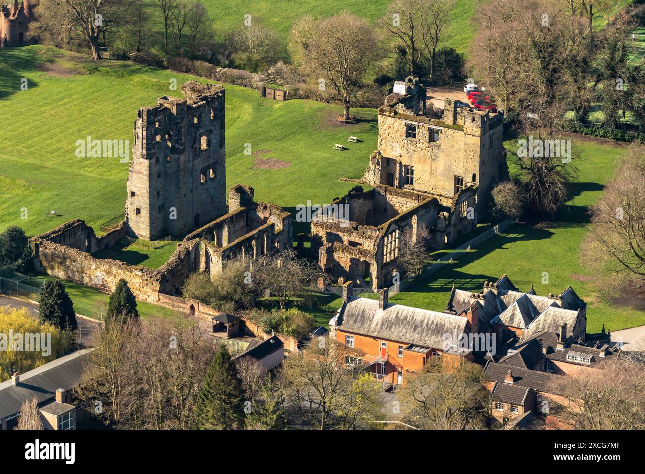 Aerial photo of Ashby de la zouch castle showing ruins of castle from ...