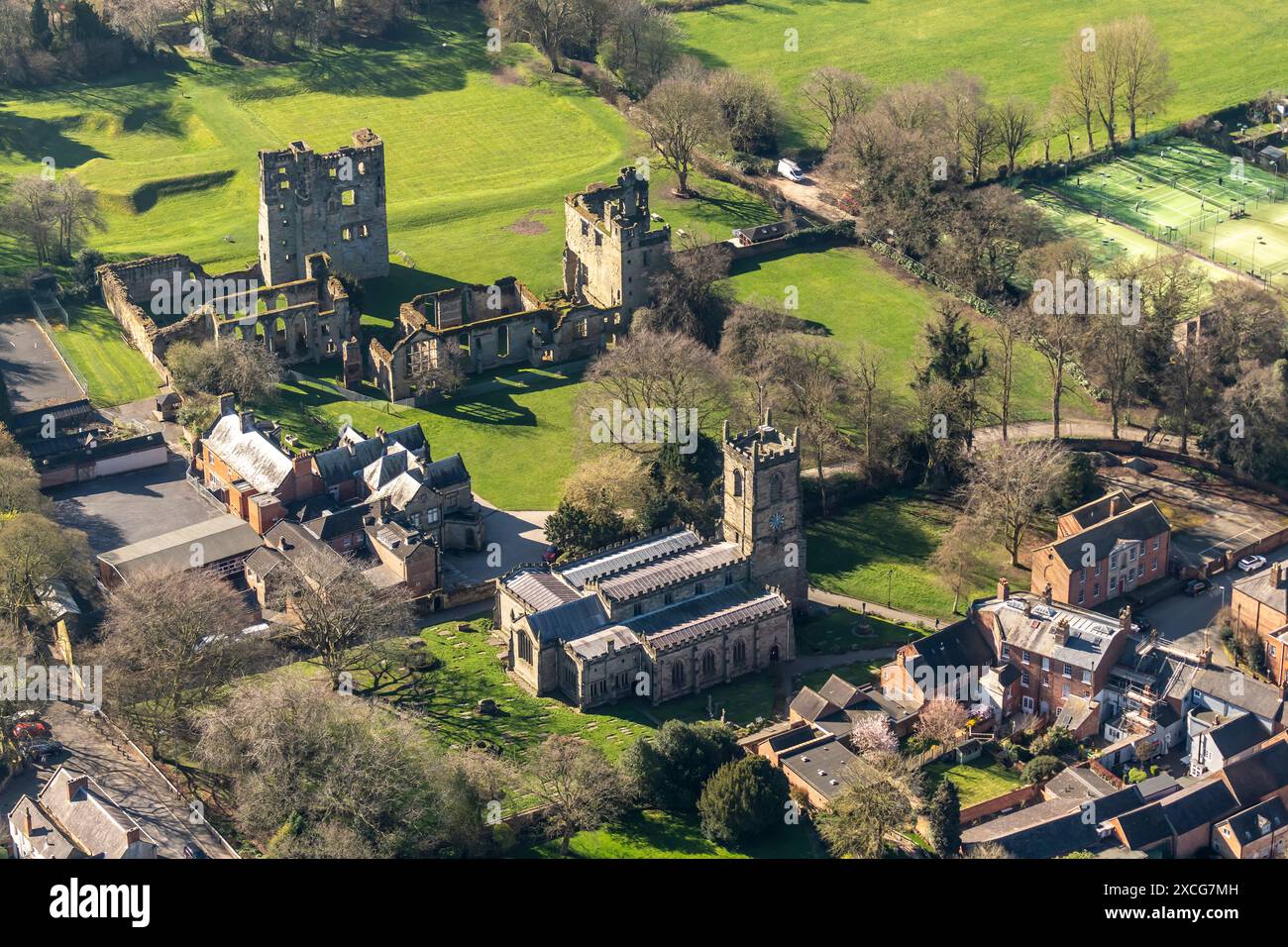 Aerial photo of Ashby de la zouch castle showing ruins of castle from ...