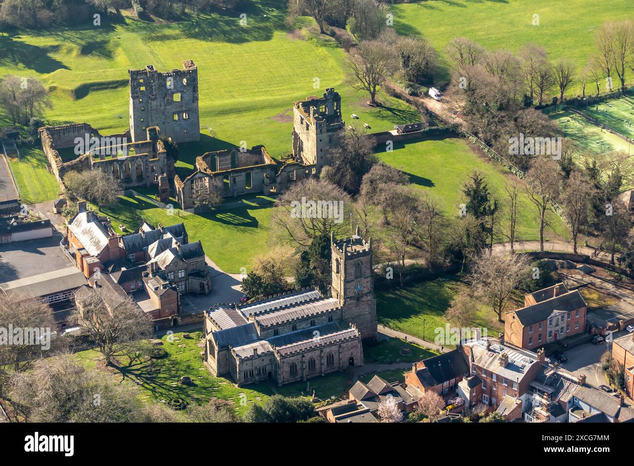 Aerial photo of Ashby de la zouch castle showing ruins of castle from ...