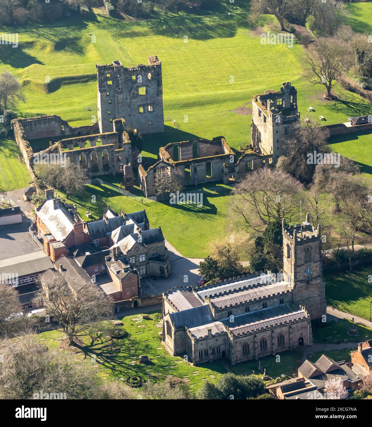 Aerial photo of Ashby de la zouch castle showing ruins of castle from ...