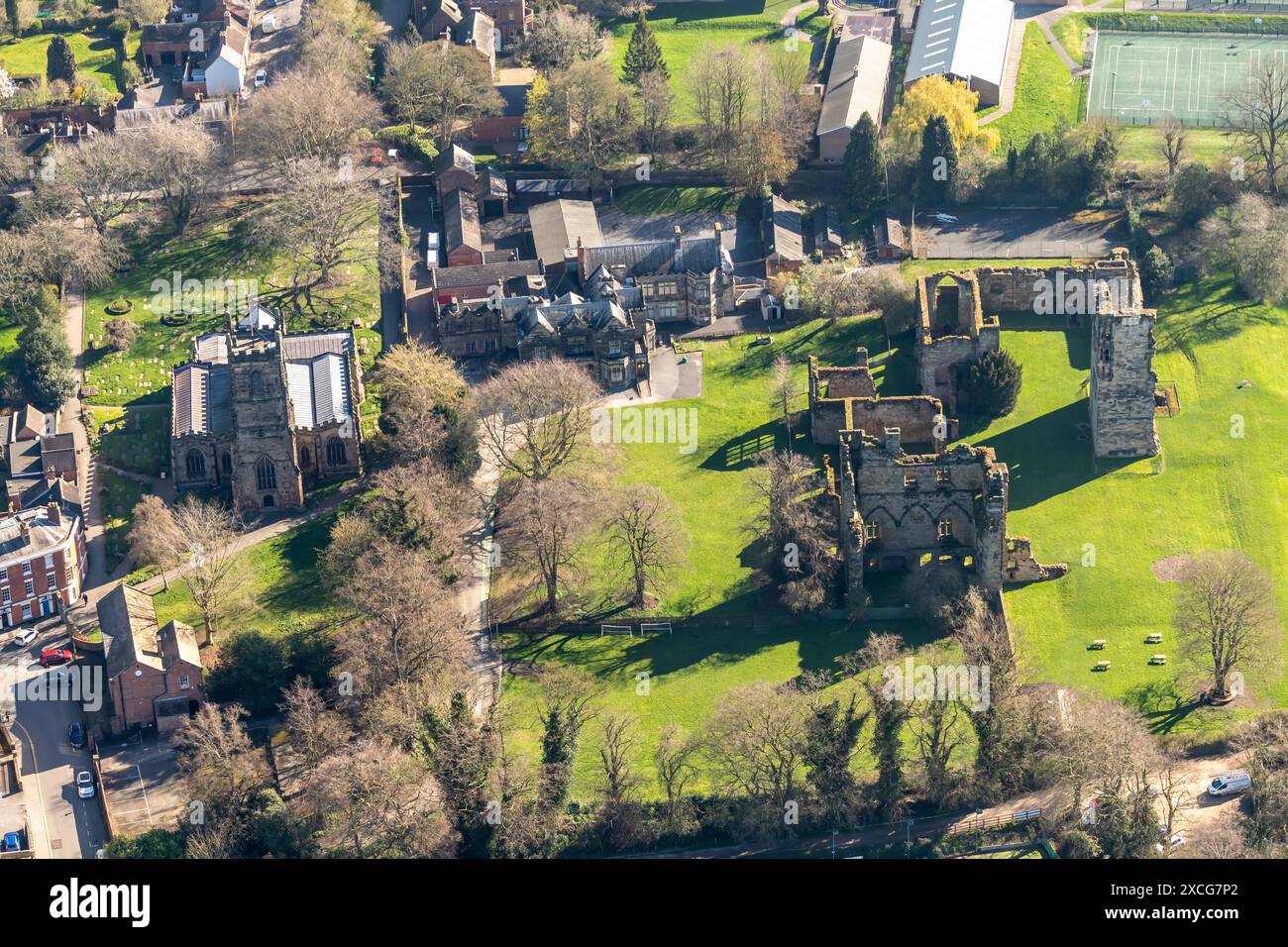 Aerial photo of Ashby de la zouch castle showing ruins of castle from ...