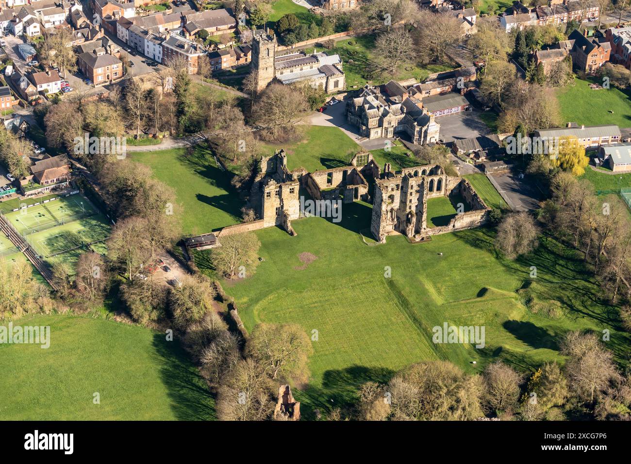 Aerial photo of Ashby de la zouch castle showing ruins of castle from ...