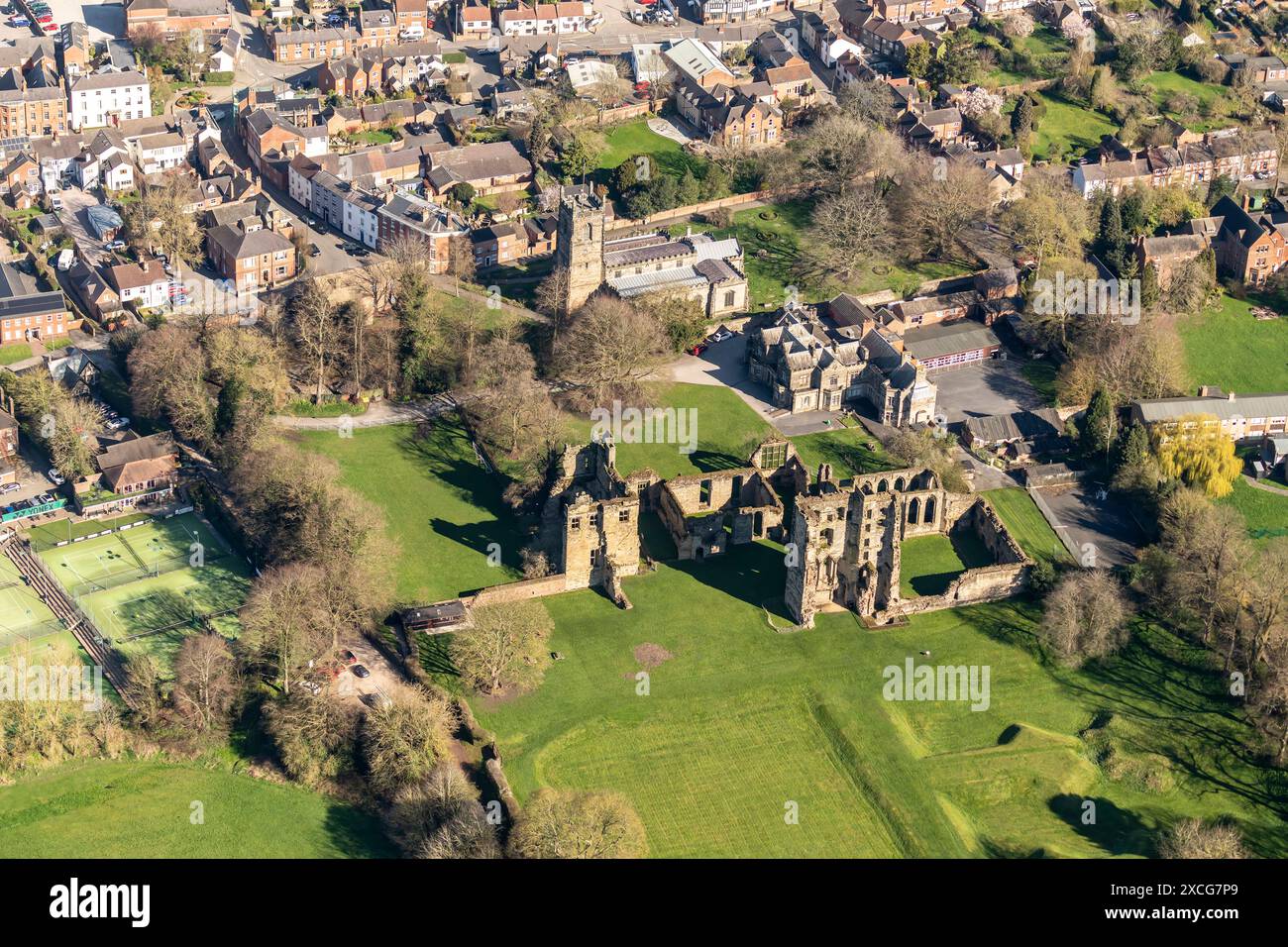 Aerial photo of Ashby de la zouch castle showing ruins of castle from ...