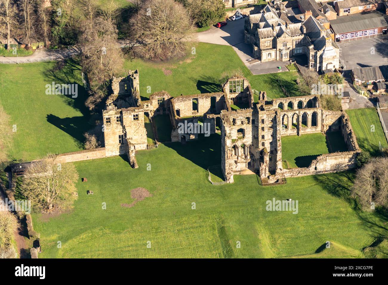 Aerial photo of Ashby de la zouch castle showing ruins of castle from ...