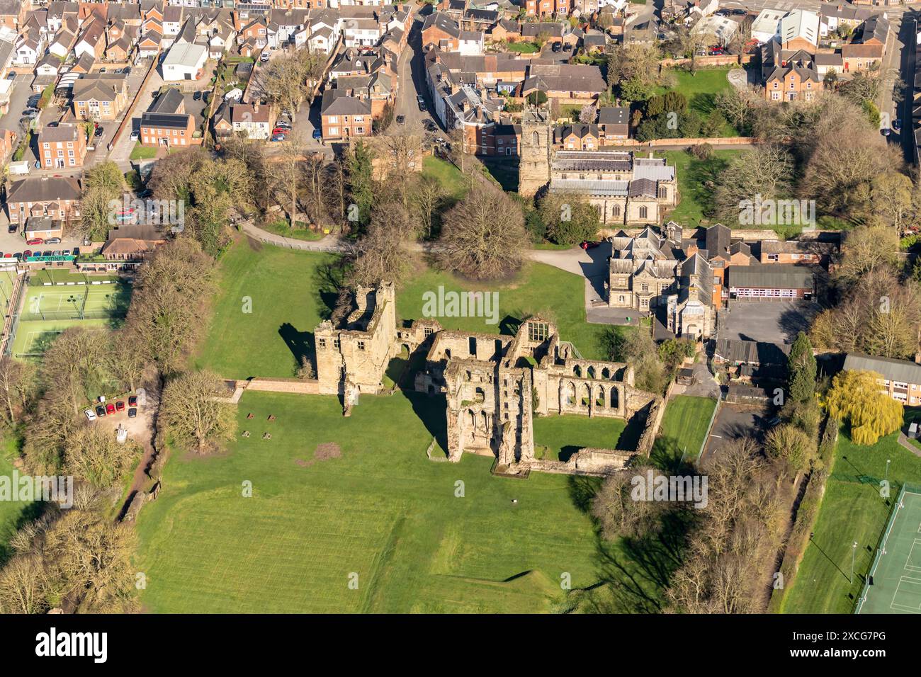 Aerial photo of Ashby de la zouch castle showing ruins of castle from ...